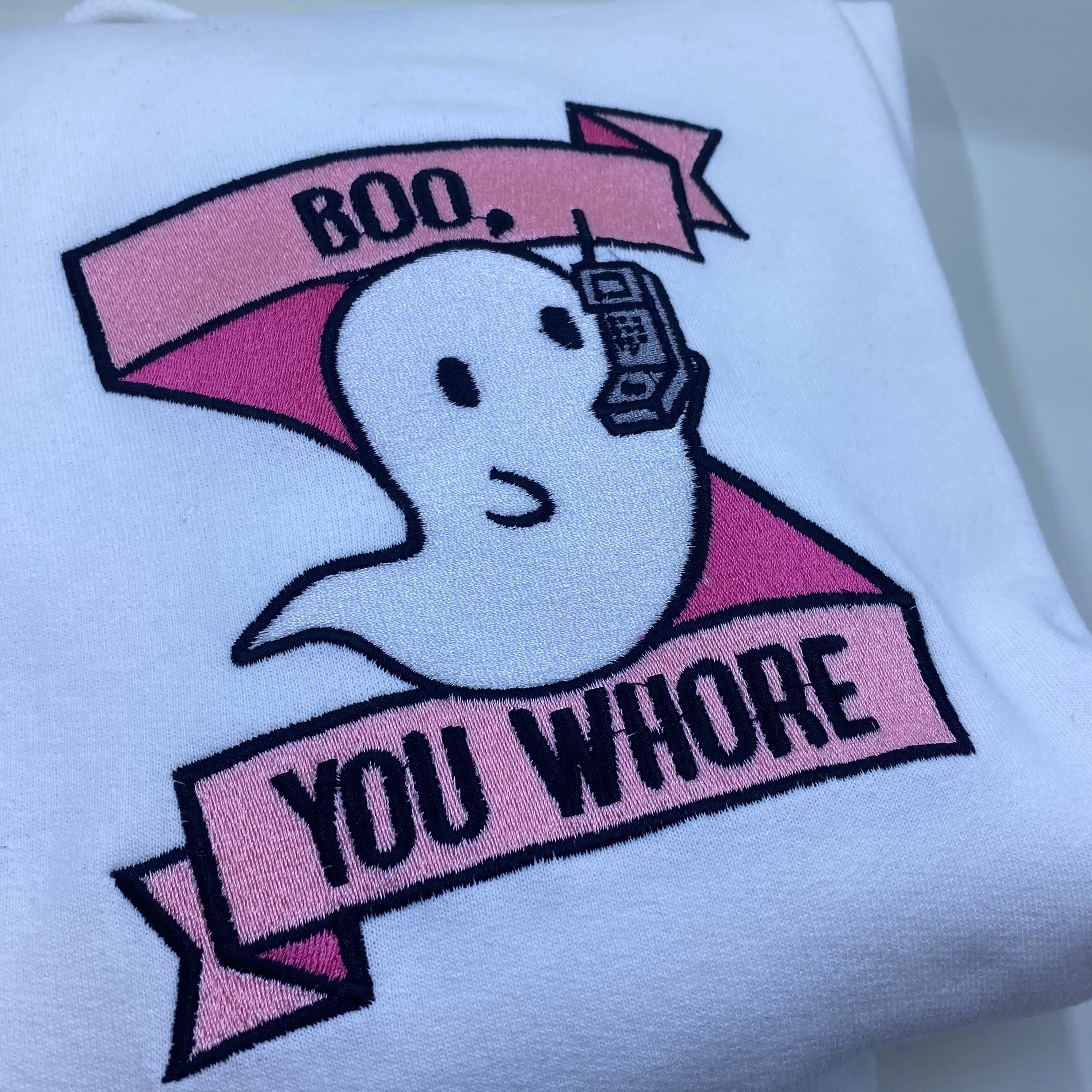 Boo You Whore Custom Embroidered Trendy Halloween Hoodie - Etsy