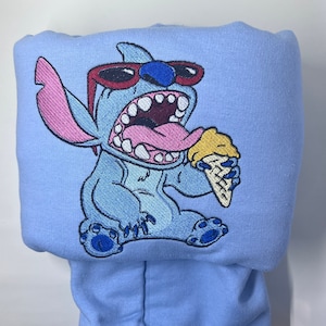 Stitch Eating Ice Cream Custom Embroidered Trendy Hoodie - Etsy