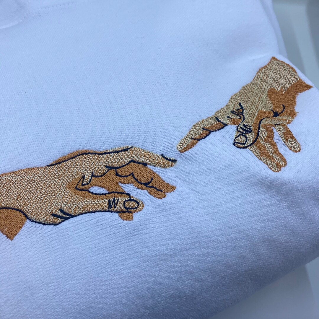 The Creation of Adam Custom Embroidered Hoodie Trendy Cute - Etsy