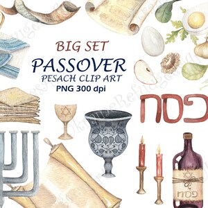 Passover and Shabbat Jewish Pesach, Big Clip Art Set, Sublimation Png ...