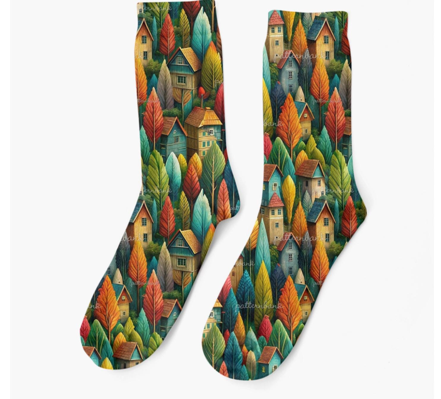 Whimsical Watercolor Houses Digital Paper |cute Village Seamless ...