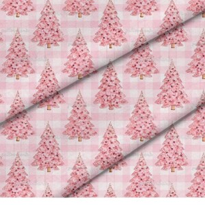 Luxury Pink Glitter Christmas Trees Fabric Seamless Pattern 300DPI ...
