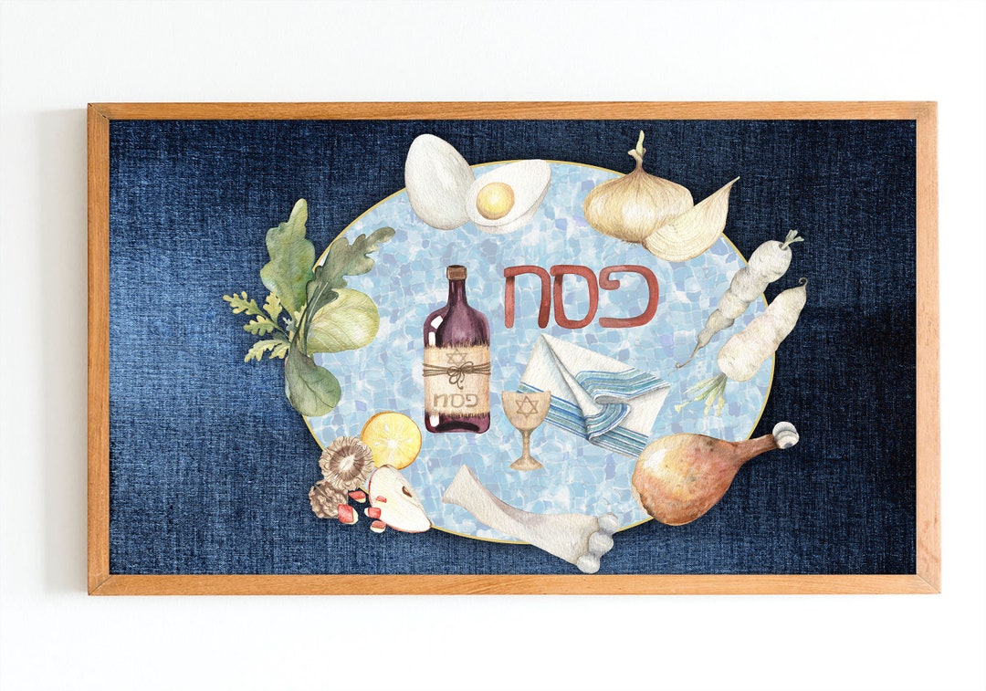 Vintage Samsung TV Frame Art, Passover and Shabbat Jewish Pesach ...