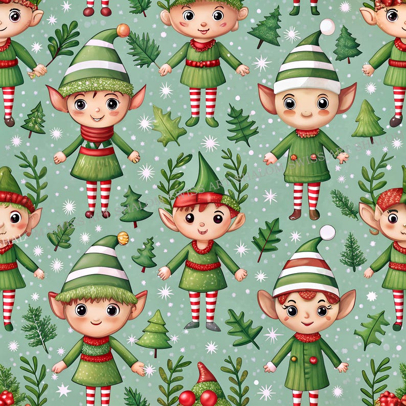 Christmas Buddy Elf Fabric Seamless Pattern 300DPI 12x12 Inch Digital ...
