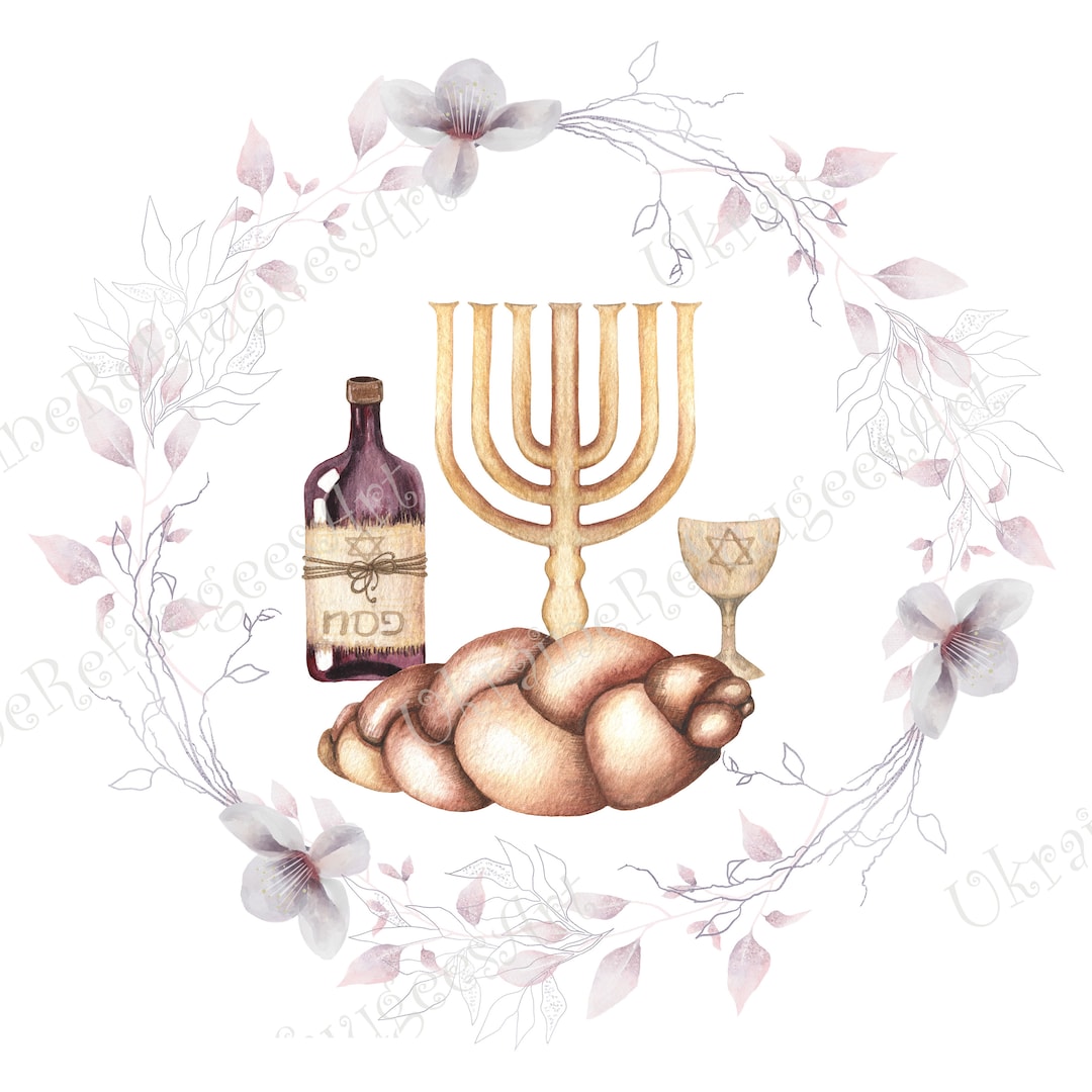 Jewish Shabbat Menora Clip Art Set, Sublimation Png Files, Pesach ...