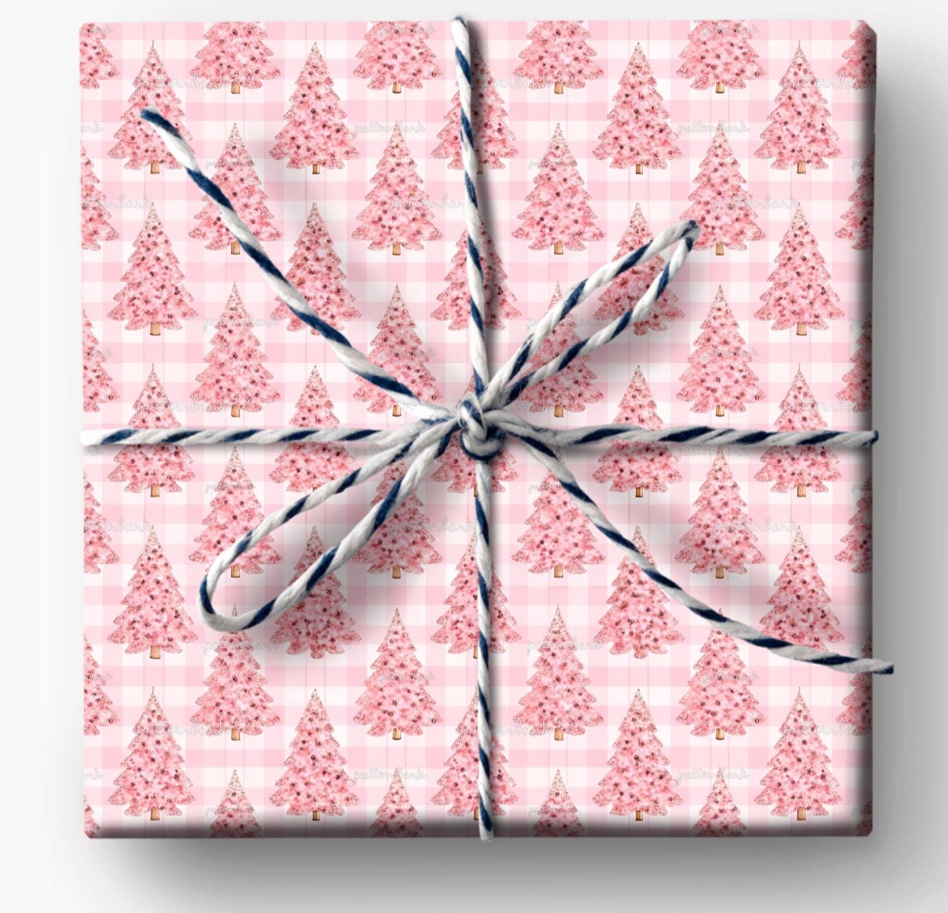 Luxury Pink Glitter Christmas Trees Fabric Seamless Pattern 300DPI ...
