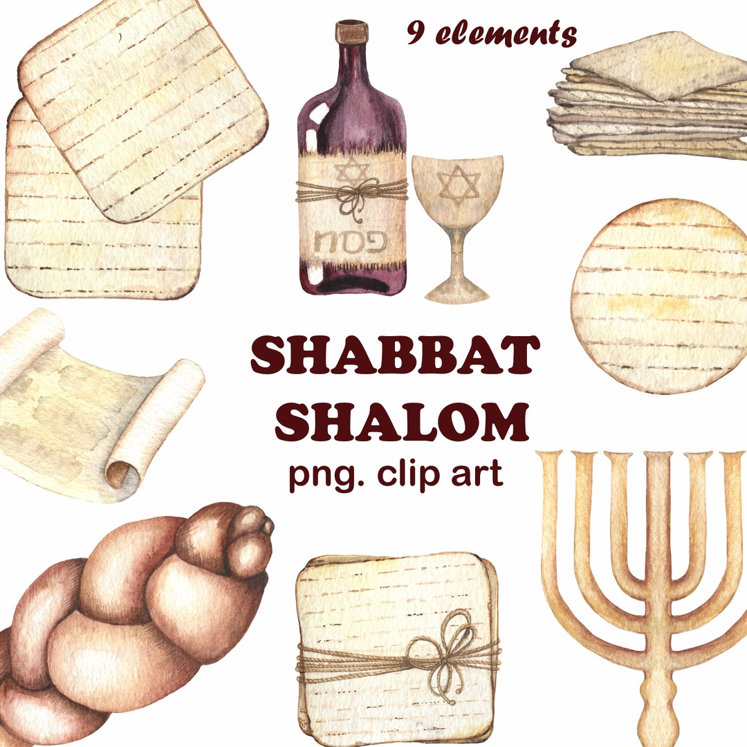 Jewish Shabbat Menora Clip Art Set 9 Elements, Sublimation Png Files ...