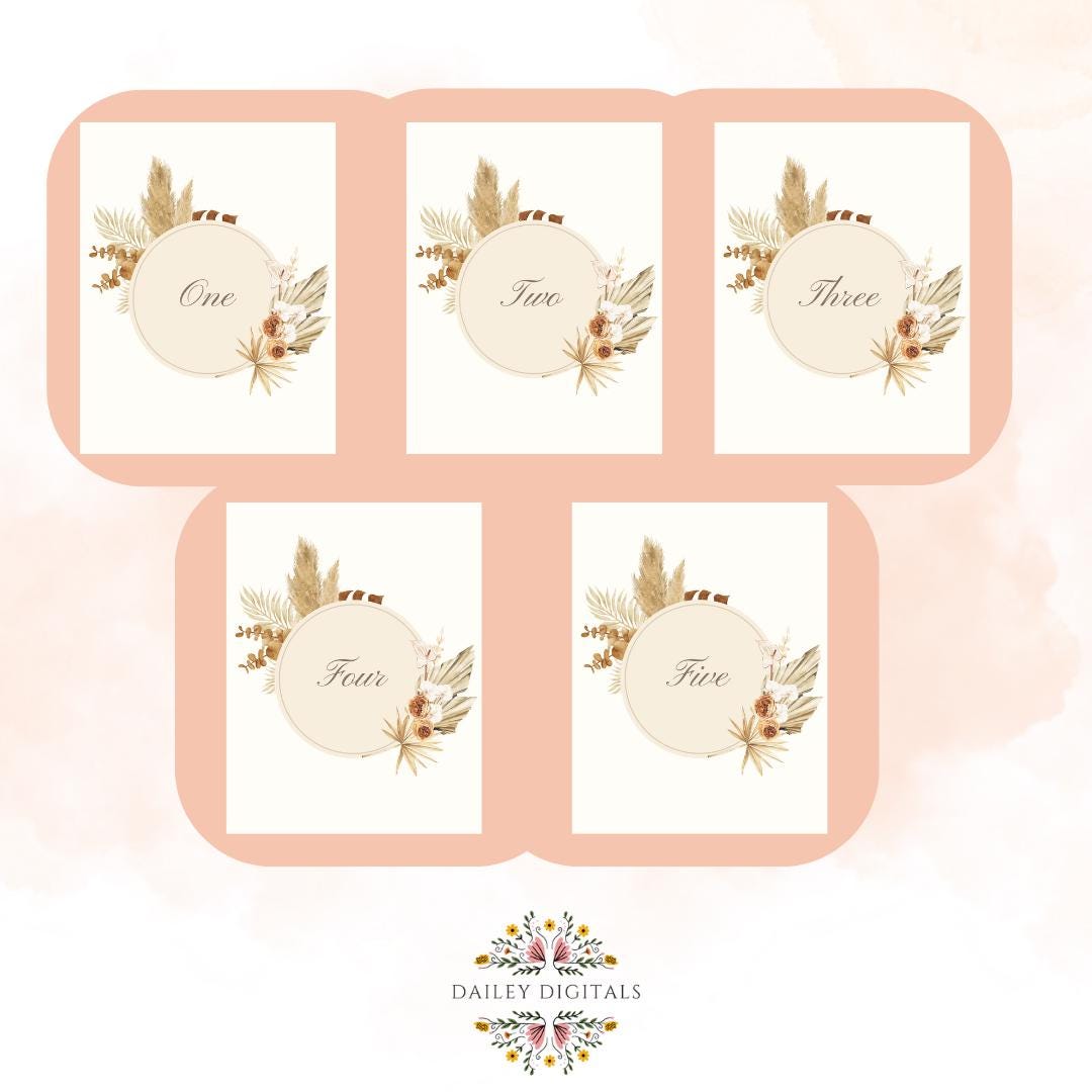 Boho Wedding Table Numbers Template Modern Wedding Table Numbers ...