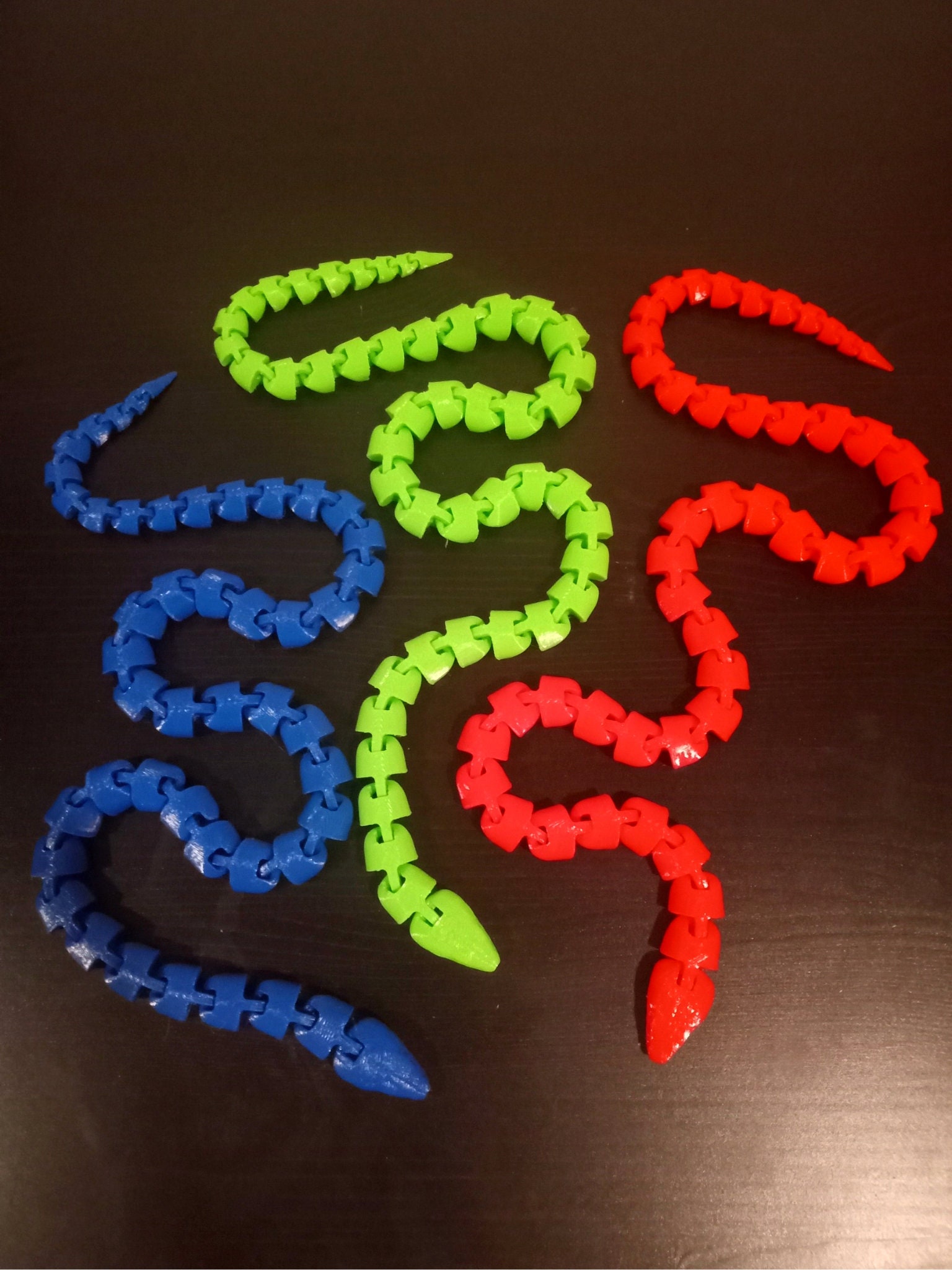 3 Pack 3d Printed Articulated Snakes - Etsy