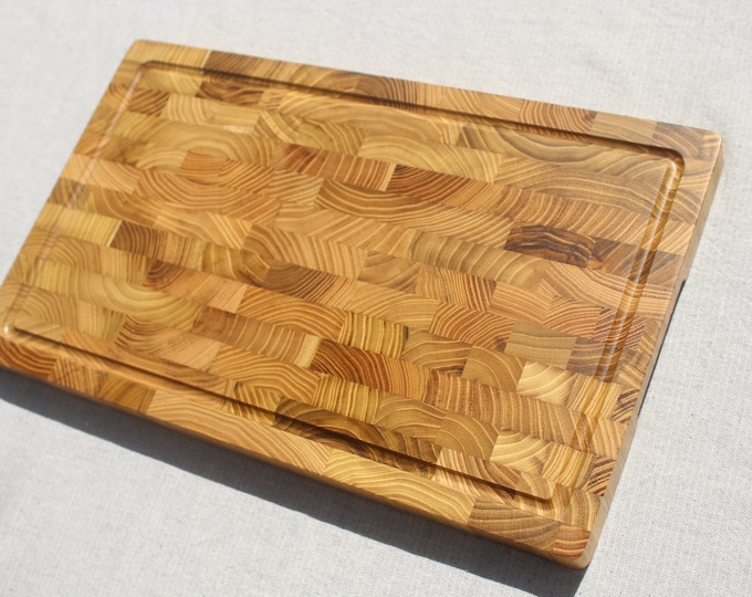 Teak End Grain Butcher Block Cutting Board - Etsy