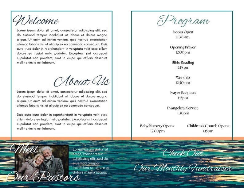 Church Bulletin/ Program- Psalm 29:3 (CANVA) - Etsy