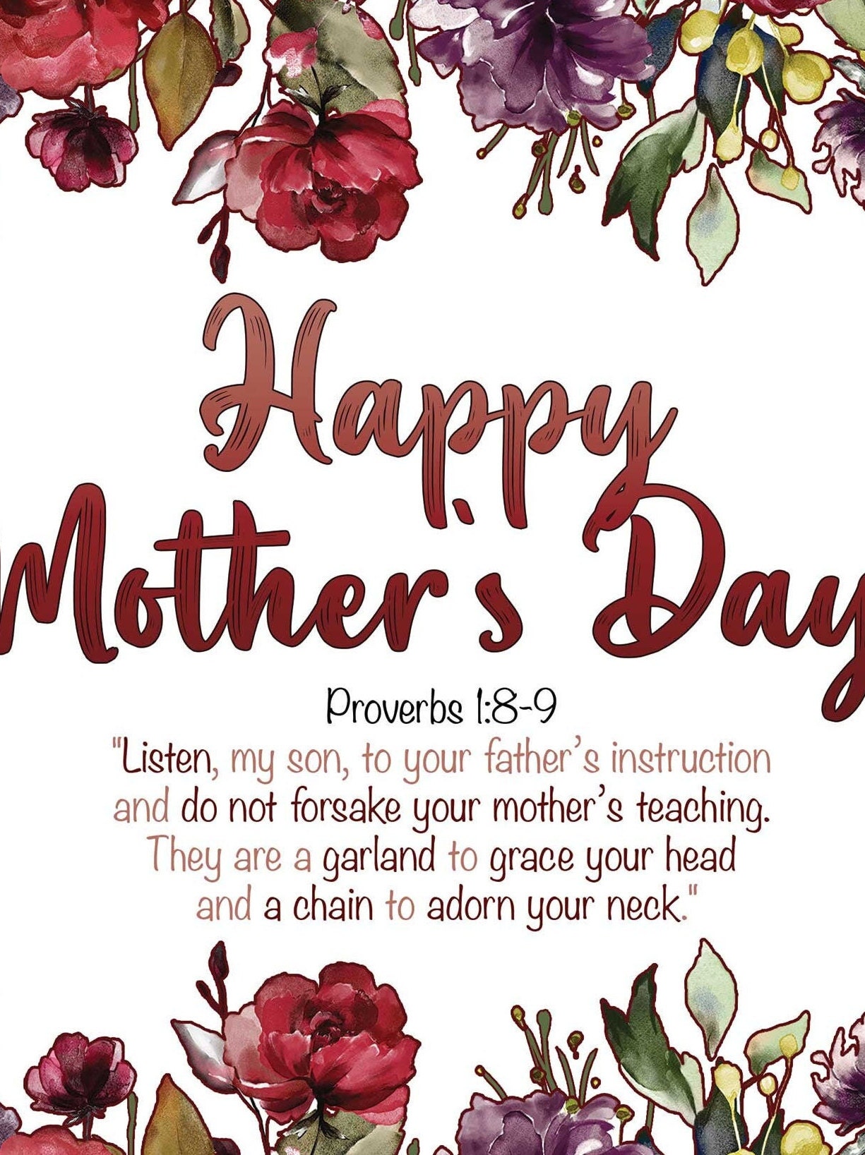 Mother's Day Program Cards: Proverbs 1 Printables - Etsy
