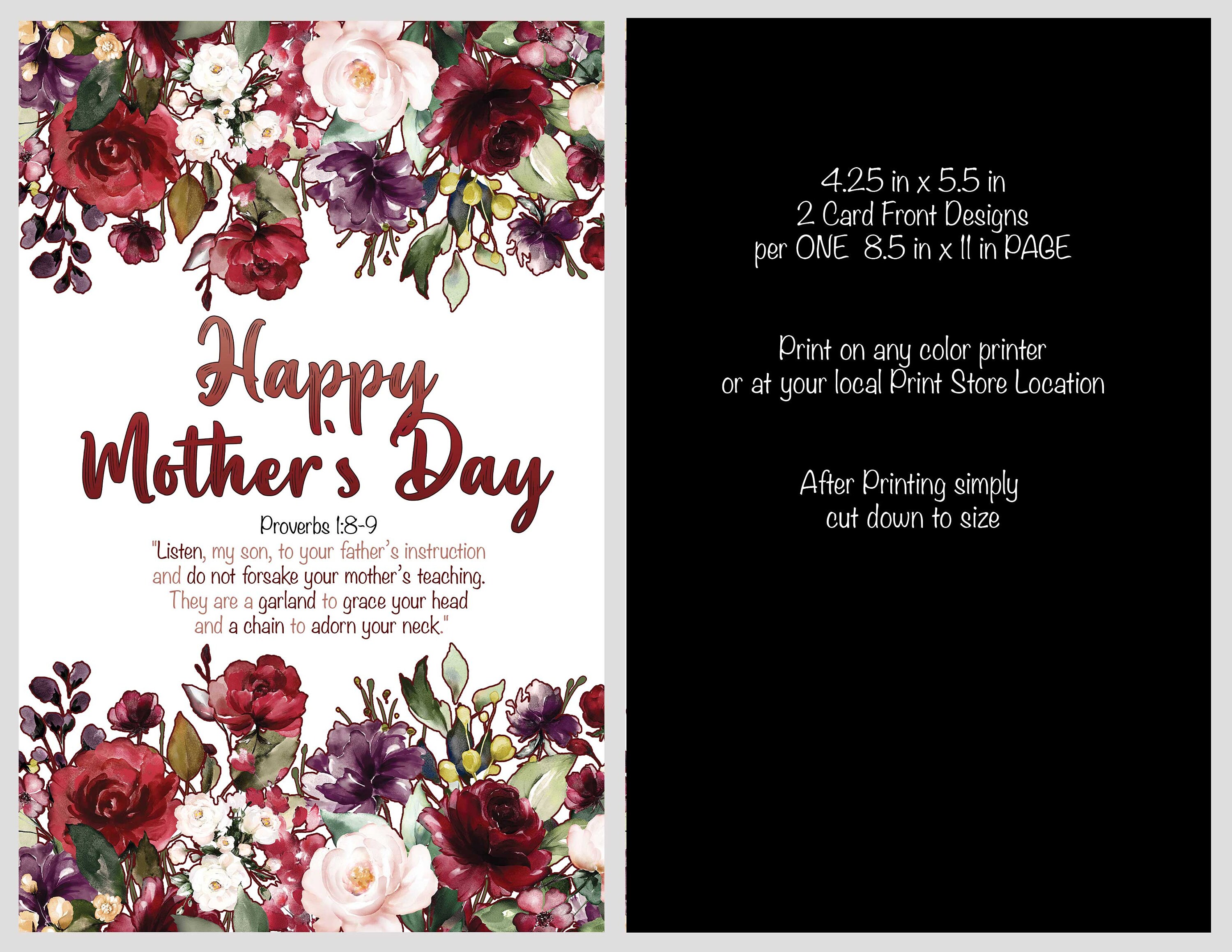 Mother's Day Program Cards: Proverbs 1 Printables - Etsy