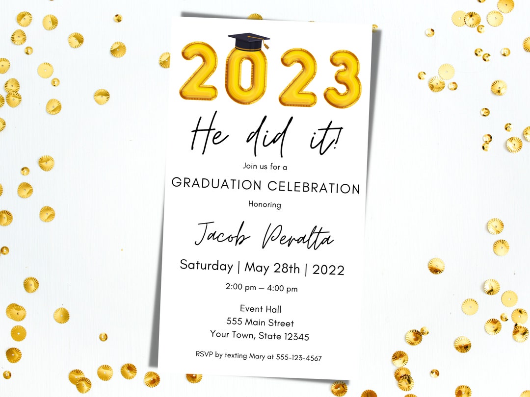 Balloon Grad Invite, Grad Invite, Graduation Invitation, Grad Party ...