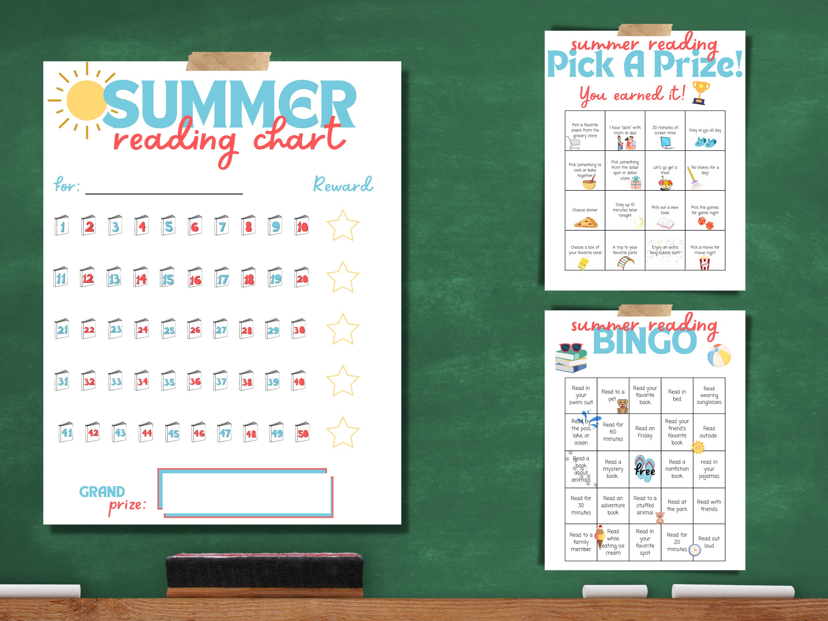 Summer Reading Log, Reading Challenge, Kids Reading Chart, Book Tracker ...