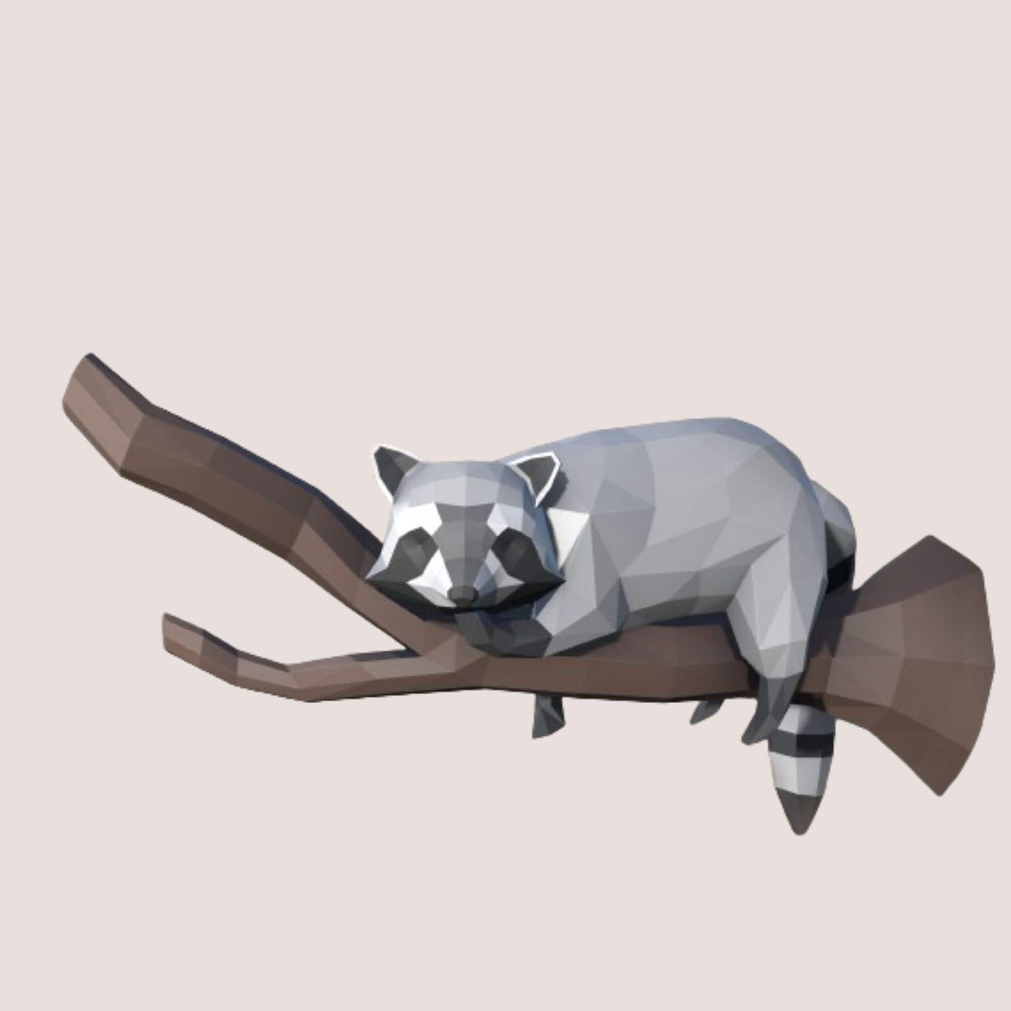 Low Poly Raccoon Papercraft: DIY 3D Paper Raccoon Model With - Etsy