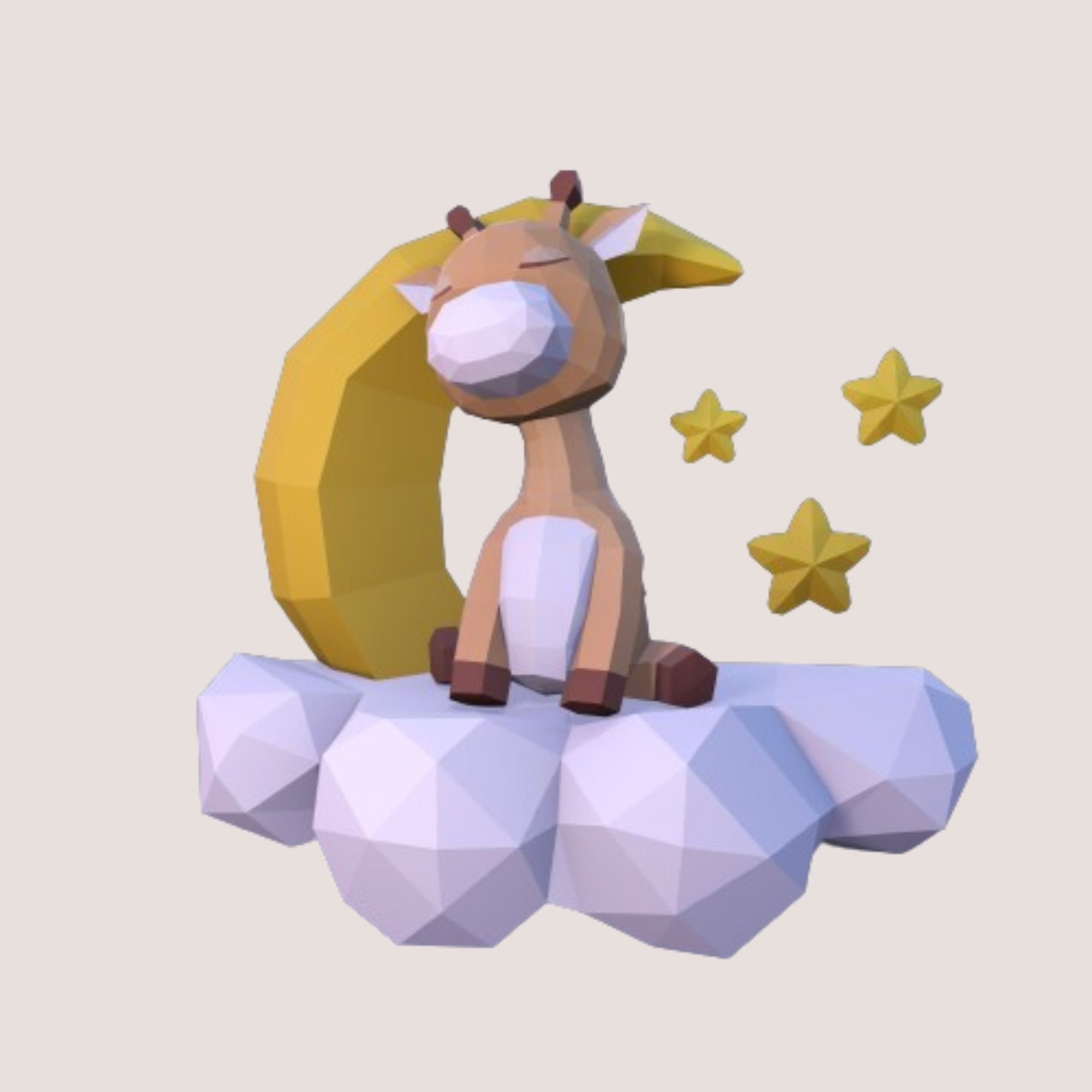 Giraffe Sleeping on the Moon Papercraft: Printable PDF - Etsy