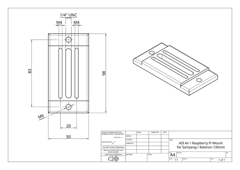 ASI Air Plus / Raspberry Pi Mounting Bracket for Samyang / Rokinon ...