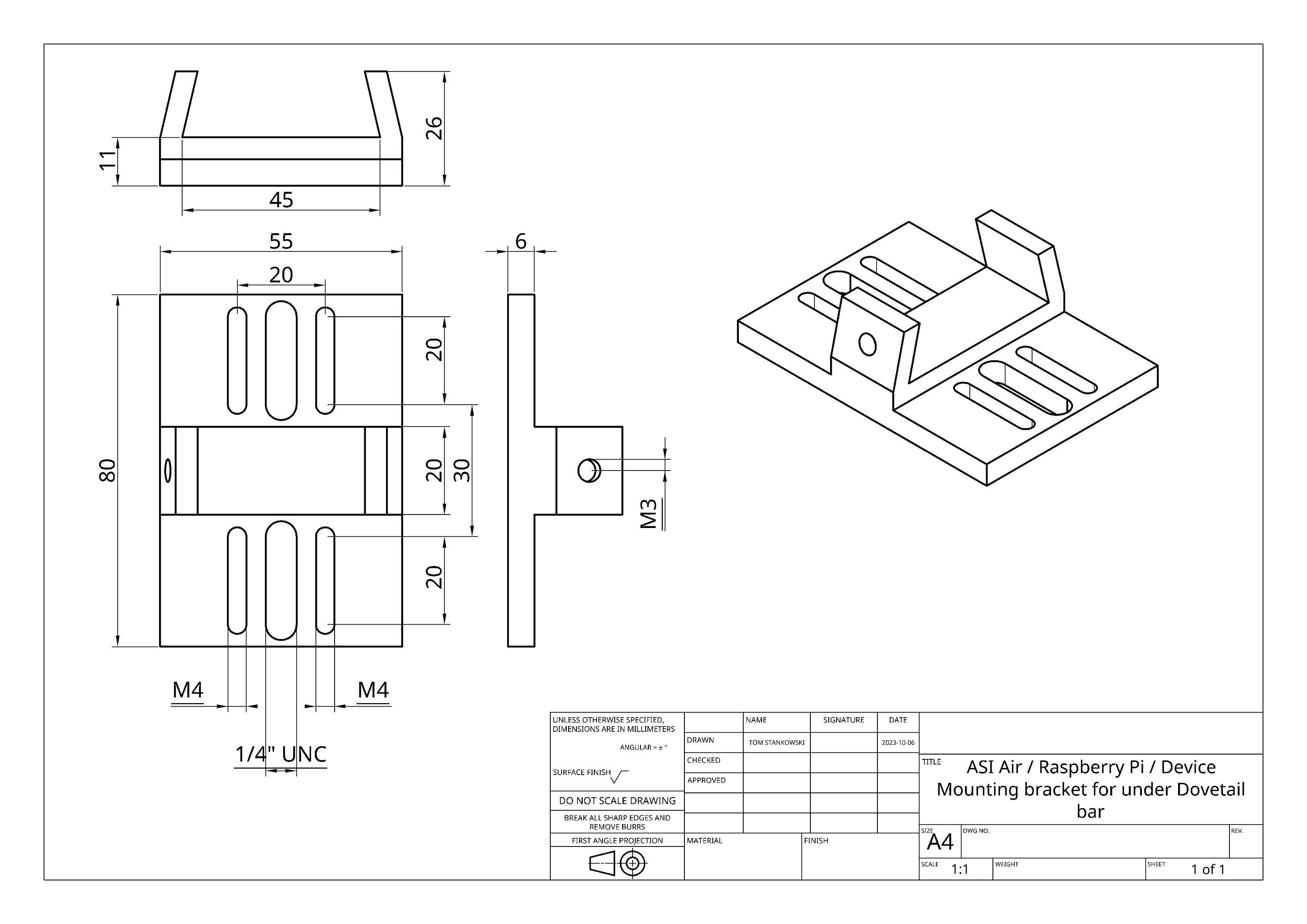 ASI Air Plus / Raspberry Pi Dovetail Mounting Bracket for Telescope ...