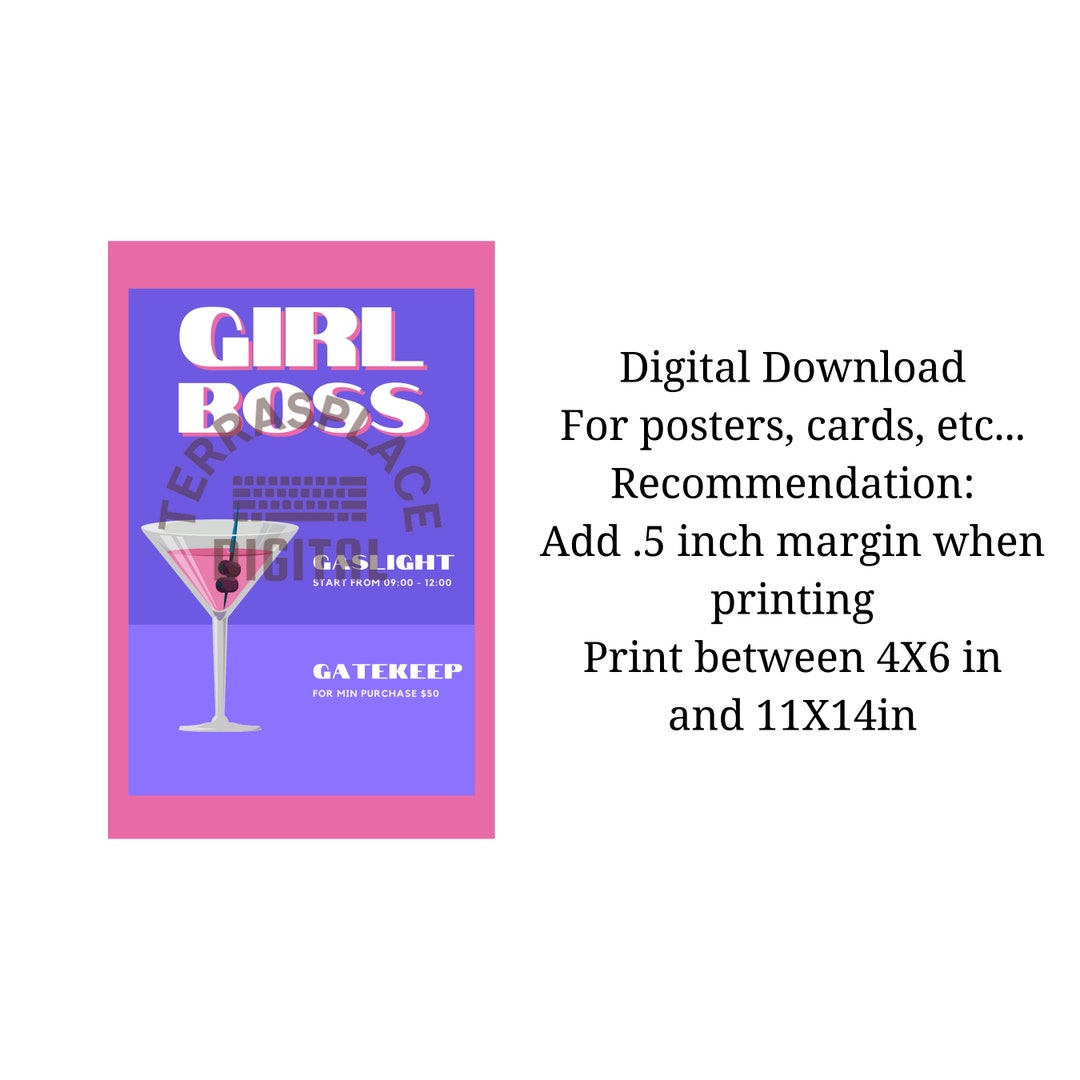 Funny Printable Poster Girl Boss 8.5X5.5 - Etsy