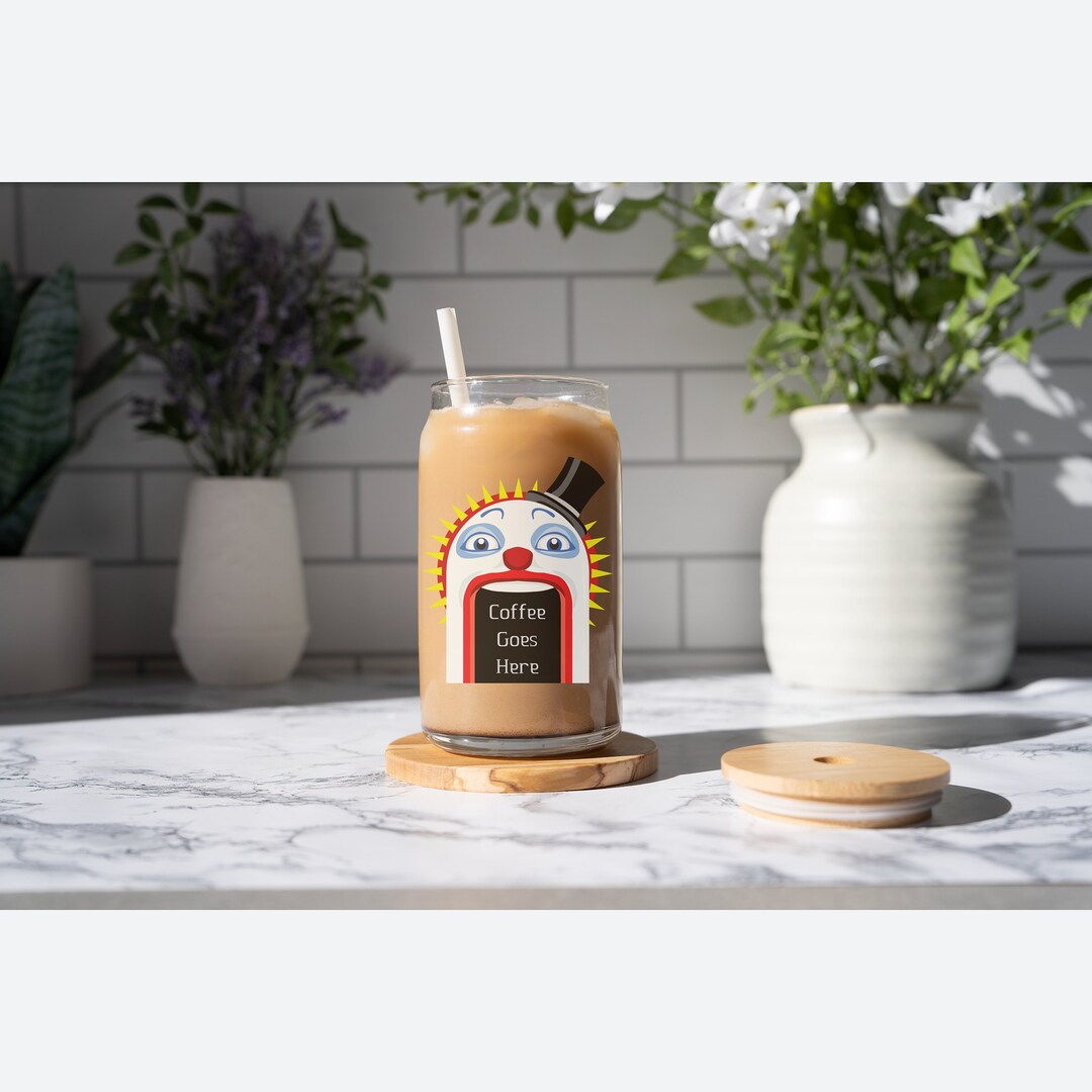 Clowncore Libby Cup Sipper Glass, 16oz, Iced Coffee Mug With Straw ...