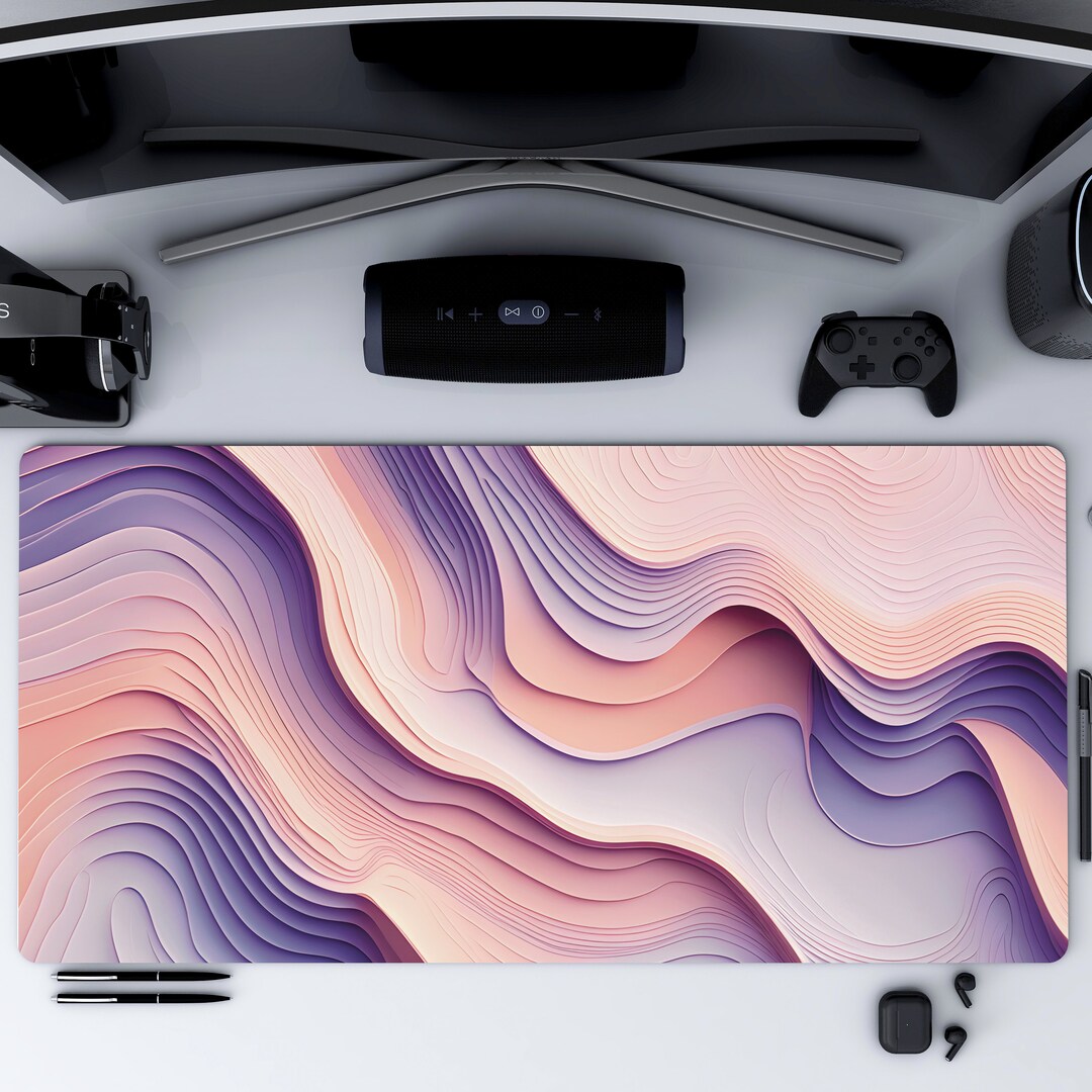 Peach Pink and Purple Topo Mat Minimalist Topographic Map Desk Mat ...