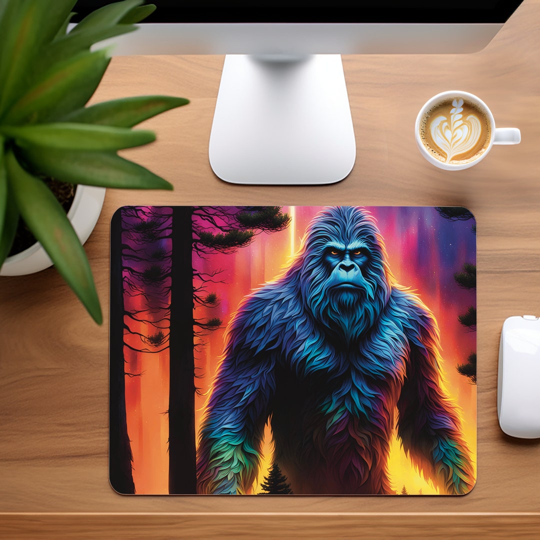 Bigfoot Mouse Pad Bigfoot Desk Mat Vibrant Colours Desk Decor Sasquatch ...