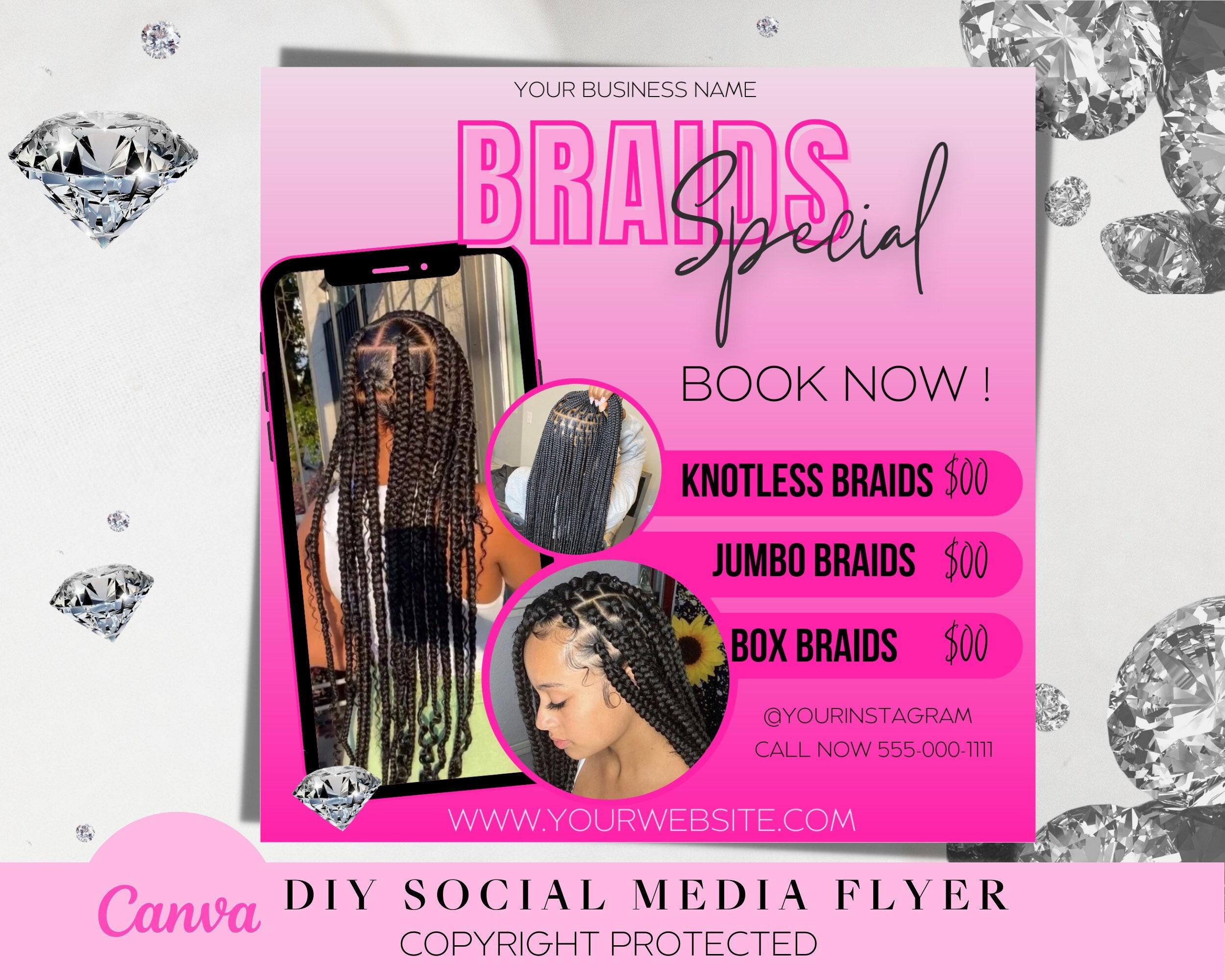 Braids Special Flyer, Braids Flyer, Flyer for Braids, Hair Flyer ...