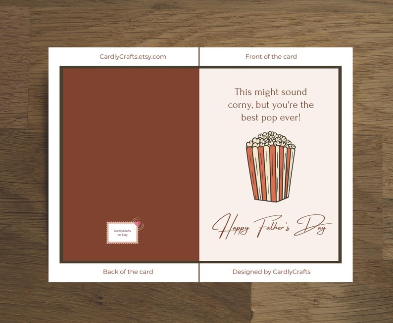 Digital Father's Day Popcorn Card - Etsy