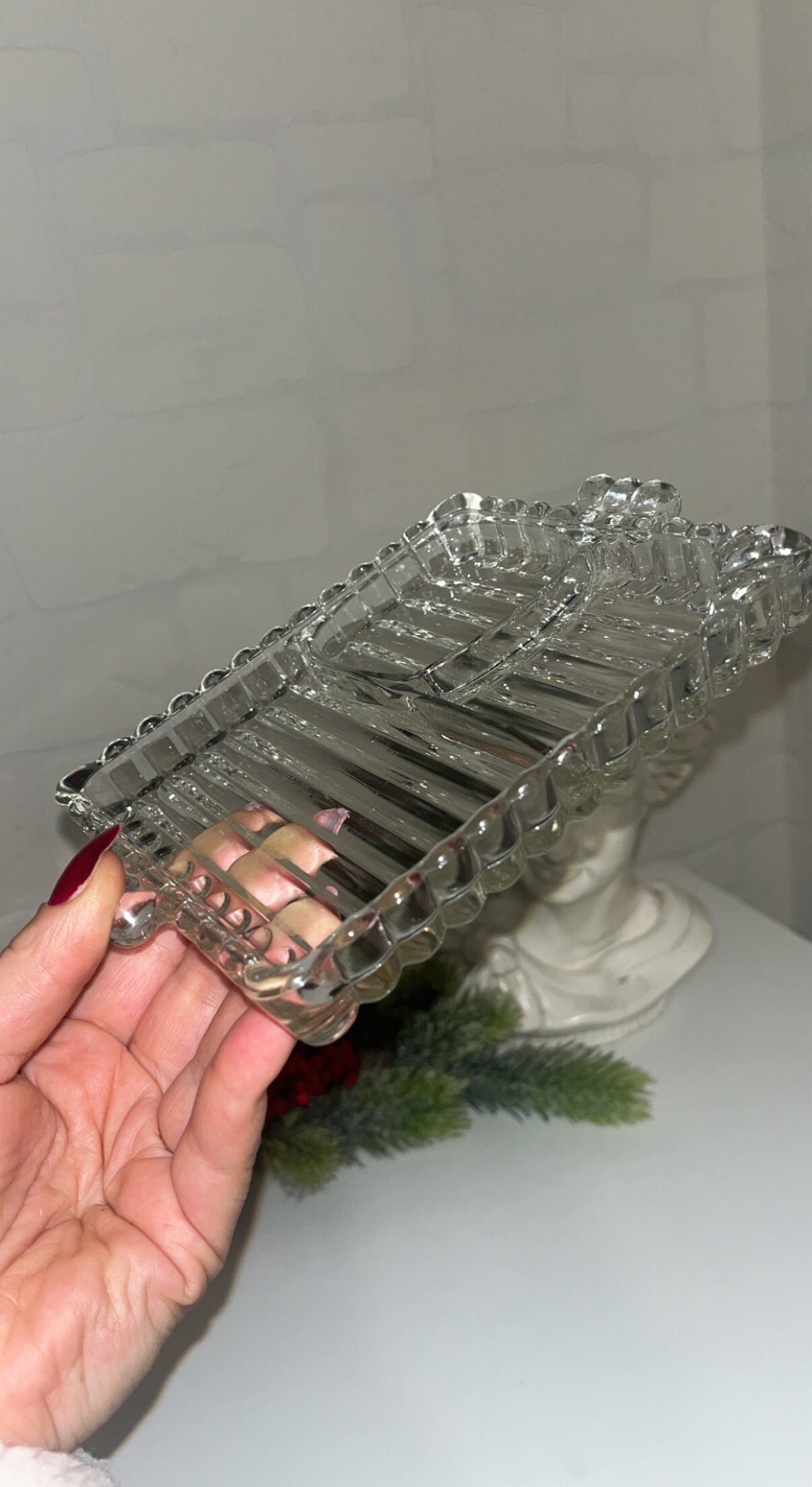 3 Part Crystal Tray, Crystal Catchall, Crystal Pickle Dish - Etsy