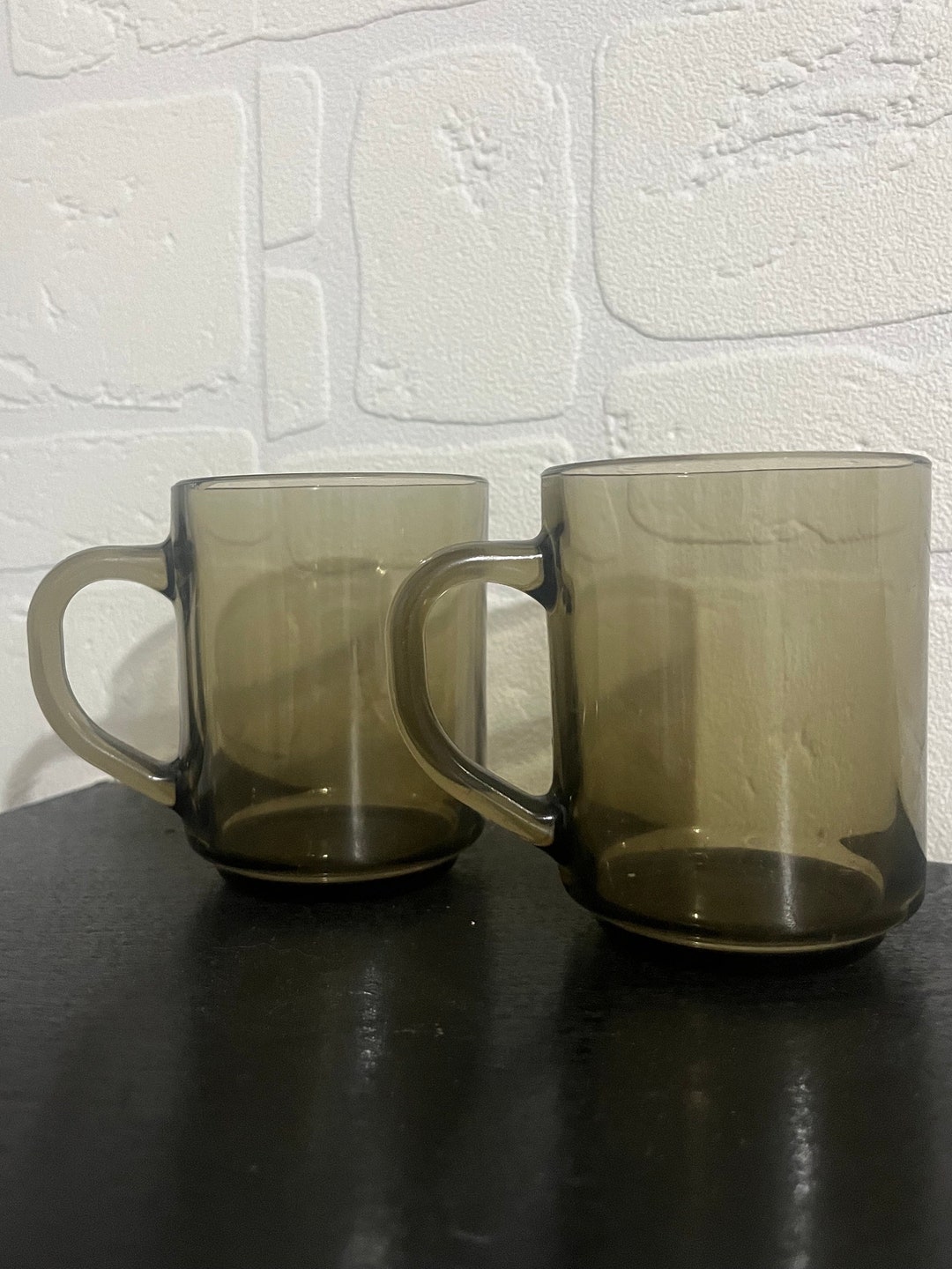 Vintage Arcoroc Smoked Glass Mug Pair, Vintage Arcoroc France Glassware ...