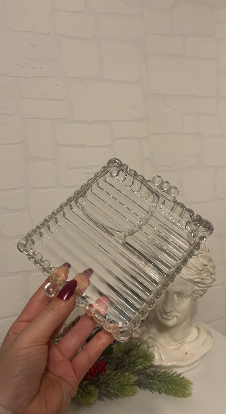 3 Part Crystal Tray, Crystal Catchall, Crystal Pickle Dish - Etsy