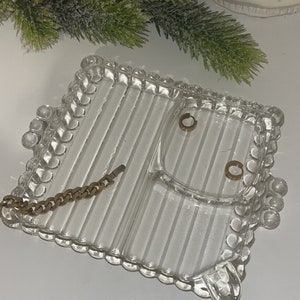 3 Part Crystal Tray, Crystal Catchall, Crystal Pickle Dish - Etsy