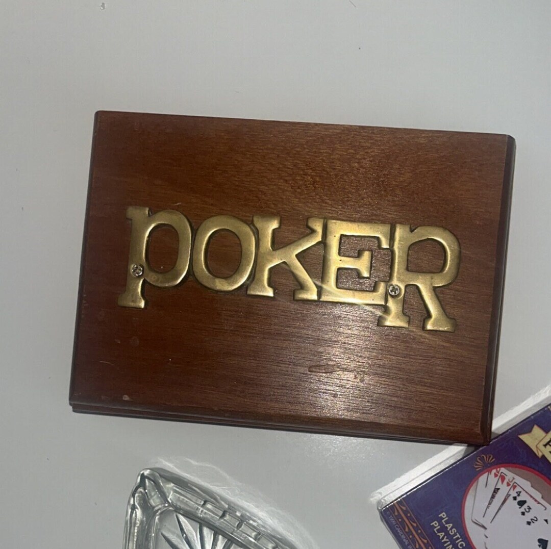 Vintage Wood and Brass Poker Box - Etsy