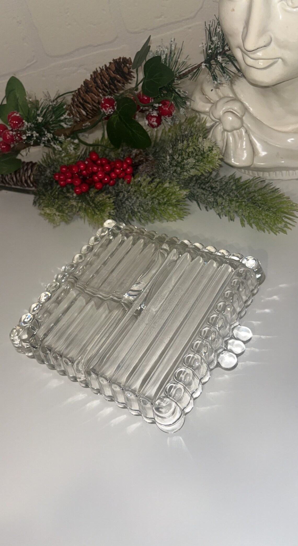 3 Part Crystal Tray, Crystal Catchall, Crystal Pickle Dish - Etsy