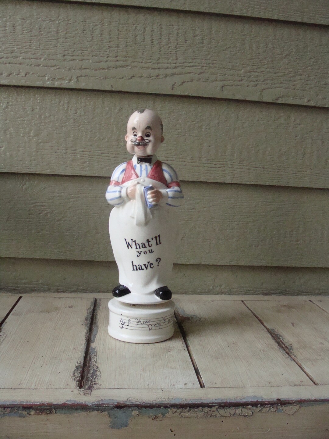 Vintage Ceramic Musical Bartender Decanter Plays how Dry I Am Fred ...
