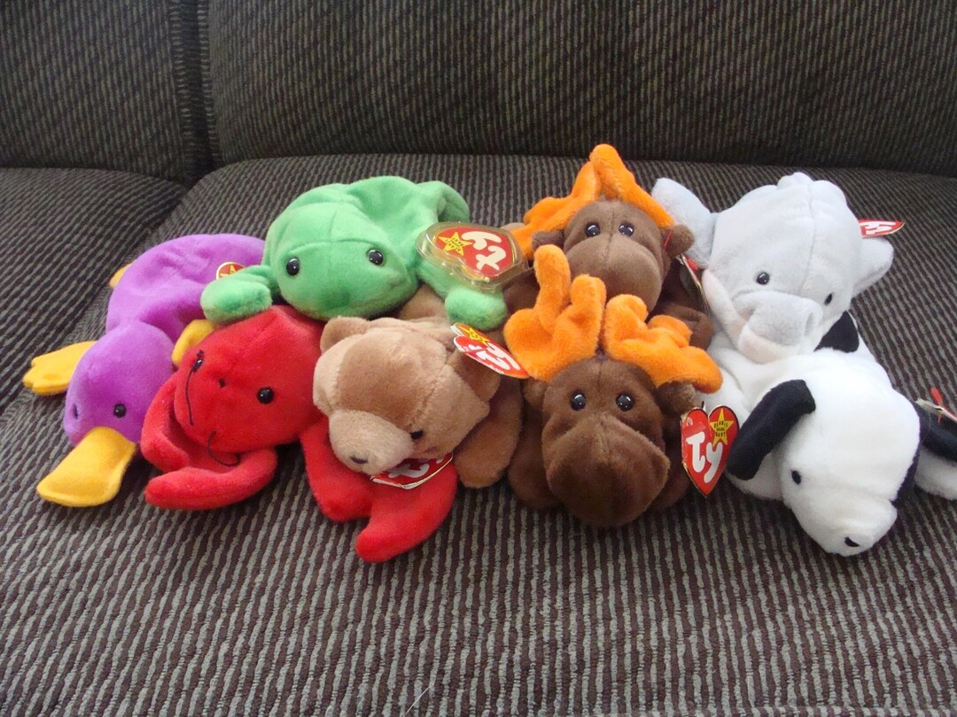 Seven of the Original 9 Ty Beanie Babies Chocolate Cubbie Legs Patti Pinchers Flash and Spot Etsy