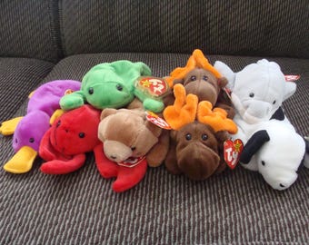 Ty "original 9" BBOC Beanie Babies, Complete Set Rare and Hard to Find ...