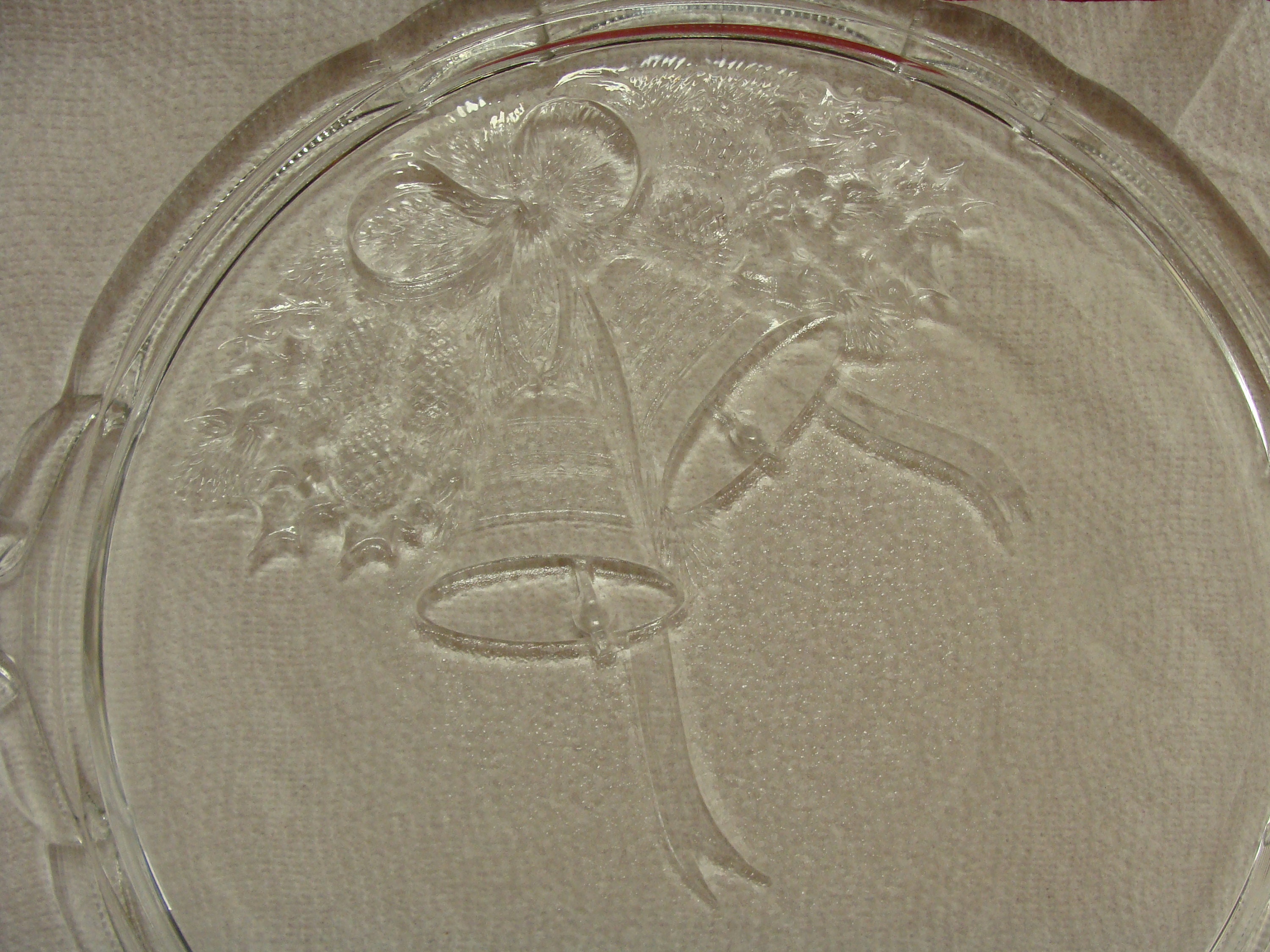 Vintage Clear Glass Serving Tray With Holiday Bells Holly and - Etsy