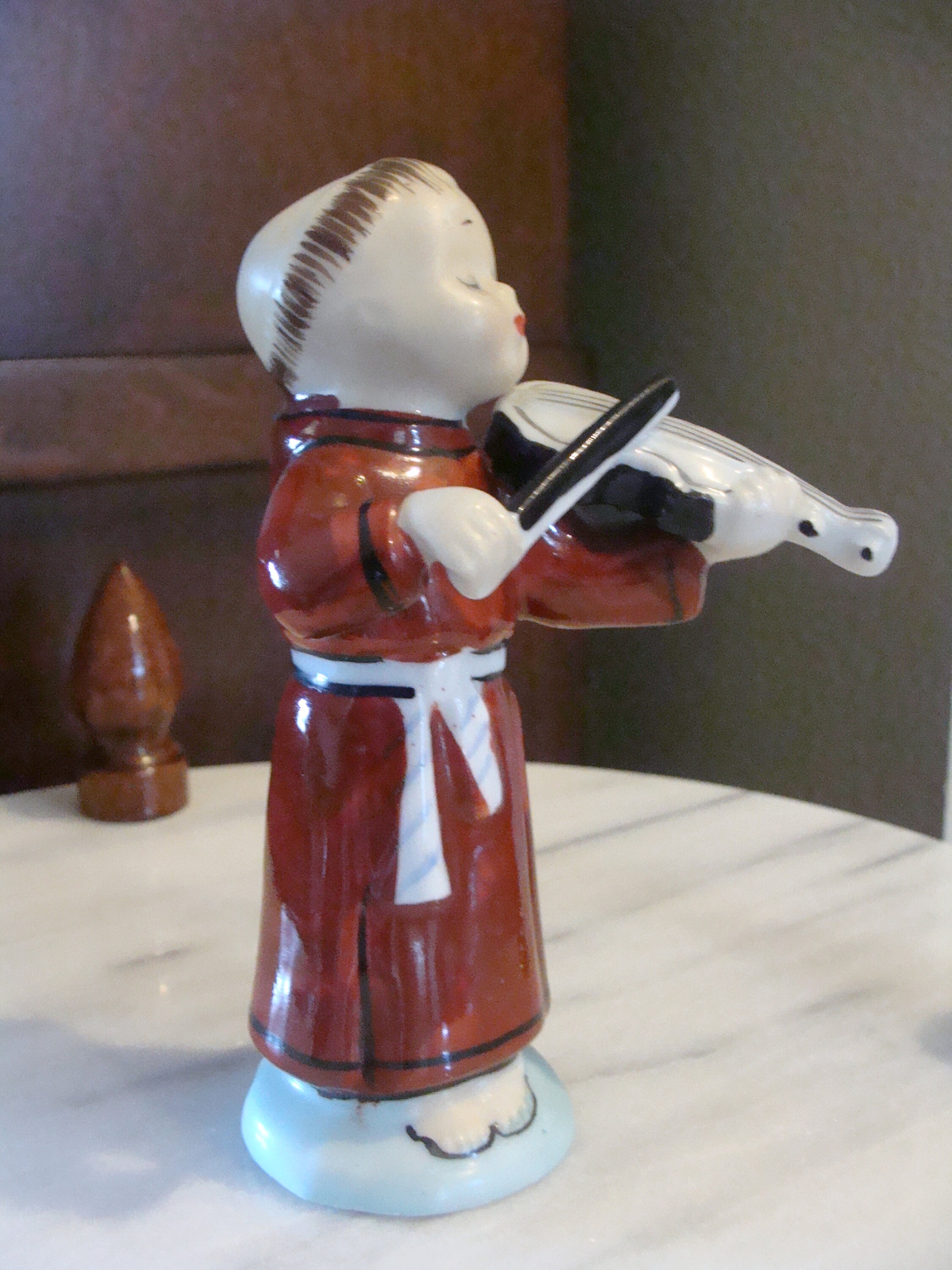 Vintage Hand-painted Porcelain Frier Figurine Playing the Violin-japan ...
