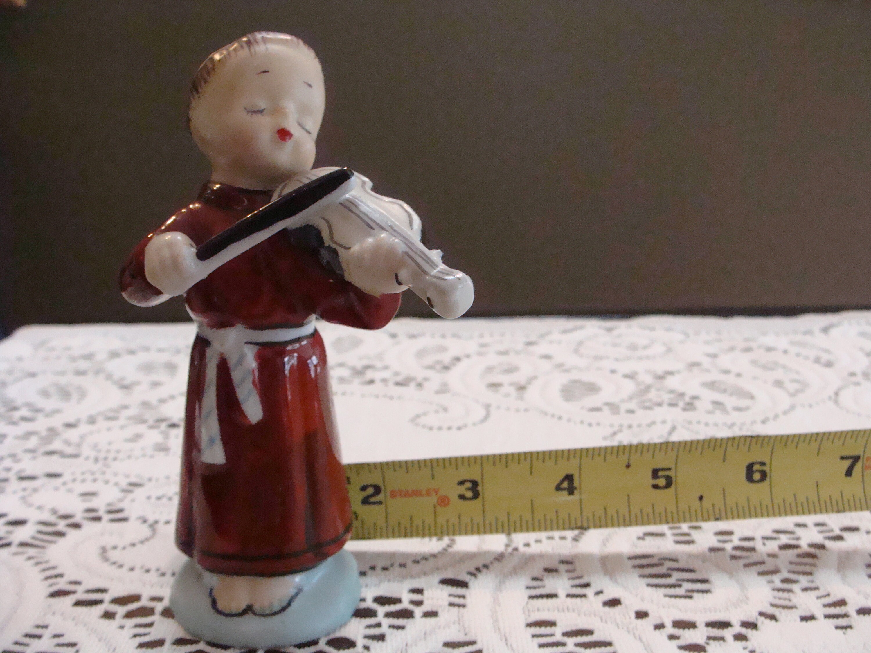 Vintage Hand-painted Porcelain Frier Figurine Playing the Violin-japan ...