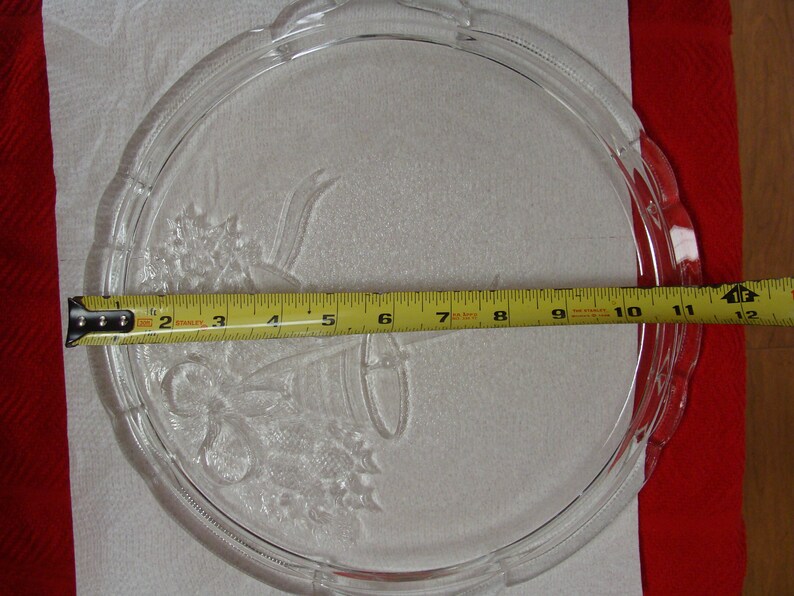 Vintage Clear Glass Serving Tray With Holiday Bells Holly and - Etsy