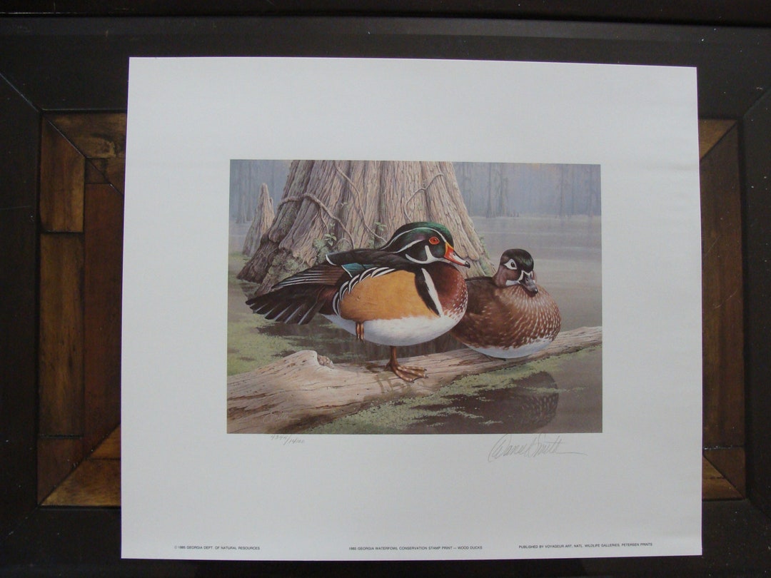 1985 First of Georgia Waterfowl Conservation Stamp and Print Signed by ...