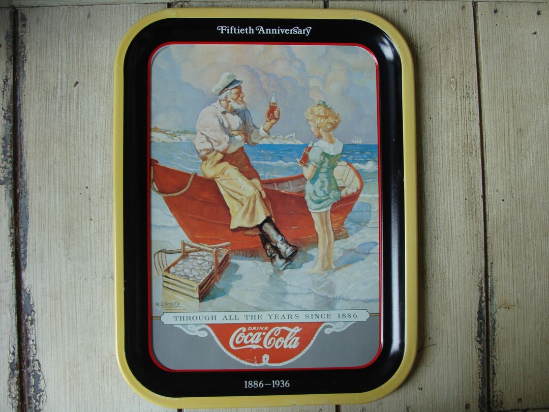 Vintage 50th Anniversary Reproduction Coca Cola Metal Tray, "the Sea ...