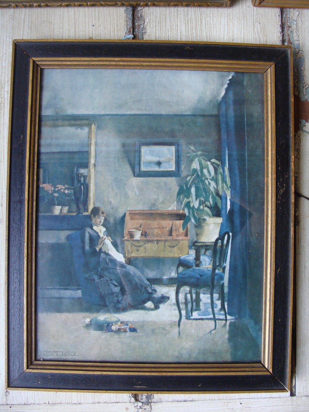 Vintage Harriet Backer "blue Interior", Framed Art, Paris 1883 - Etsy