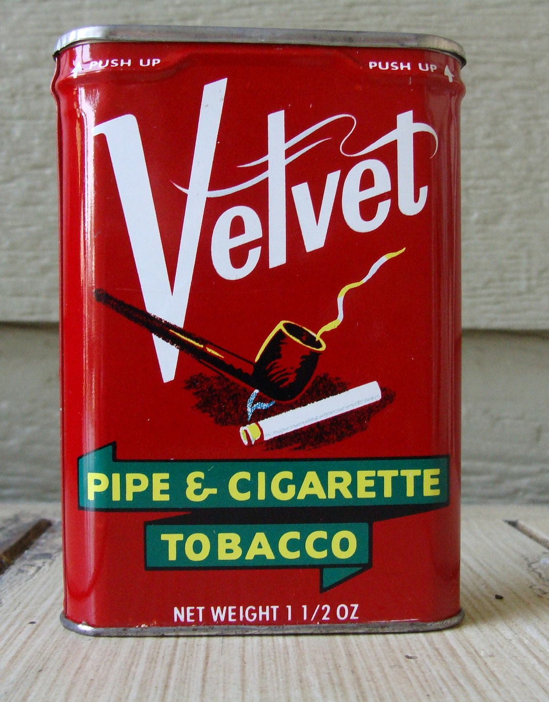 Vintage Velvet Pipe & Cigarette Tobacco Tin - Etsy