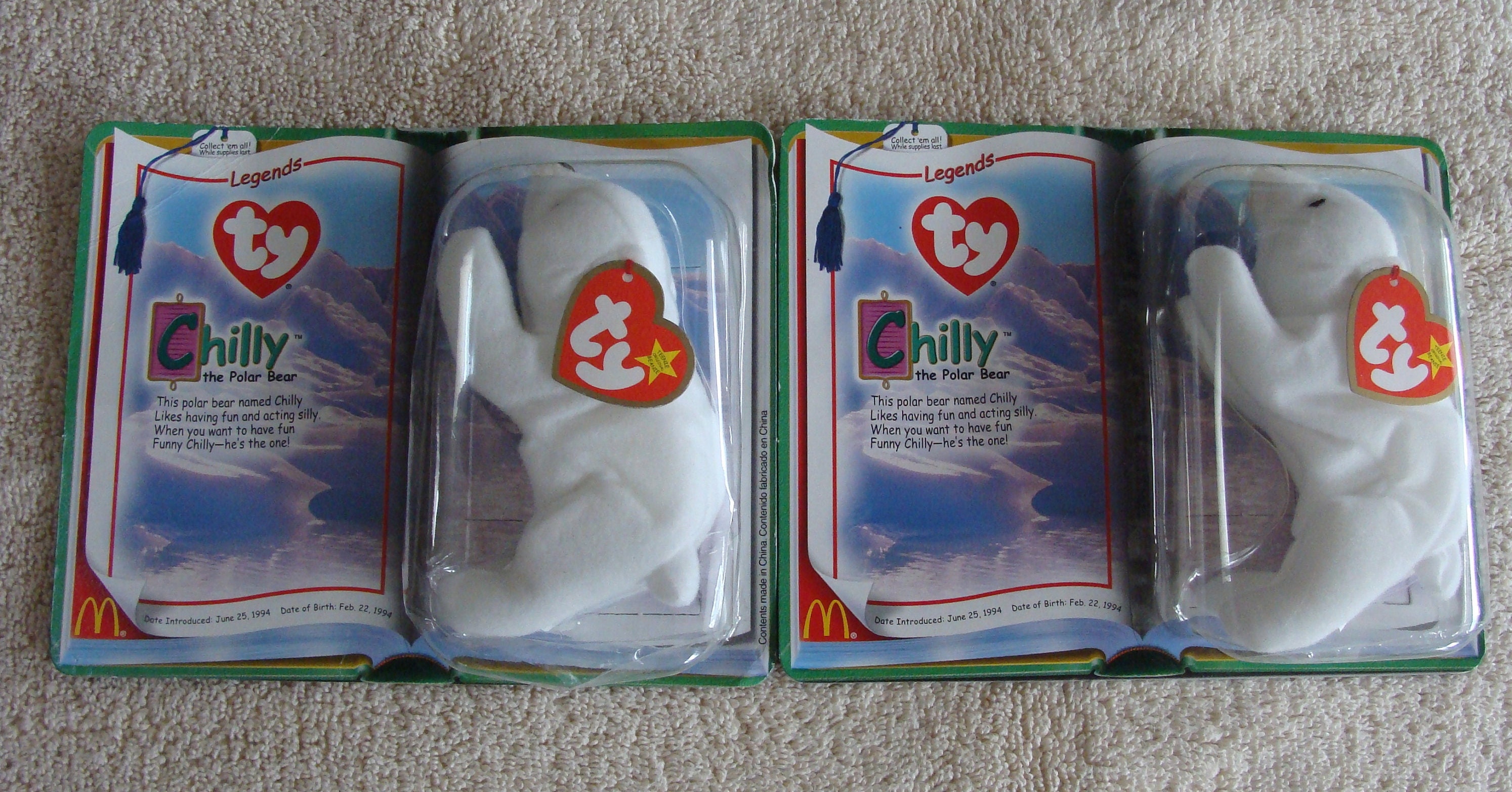 2000 Mcdonalds Ty Teenie Original Beanie Babies Chilly, Bronty, Righty ...