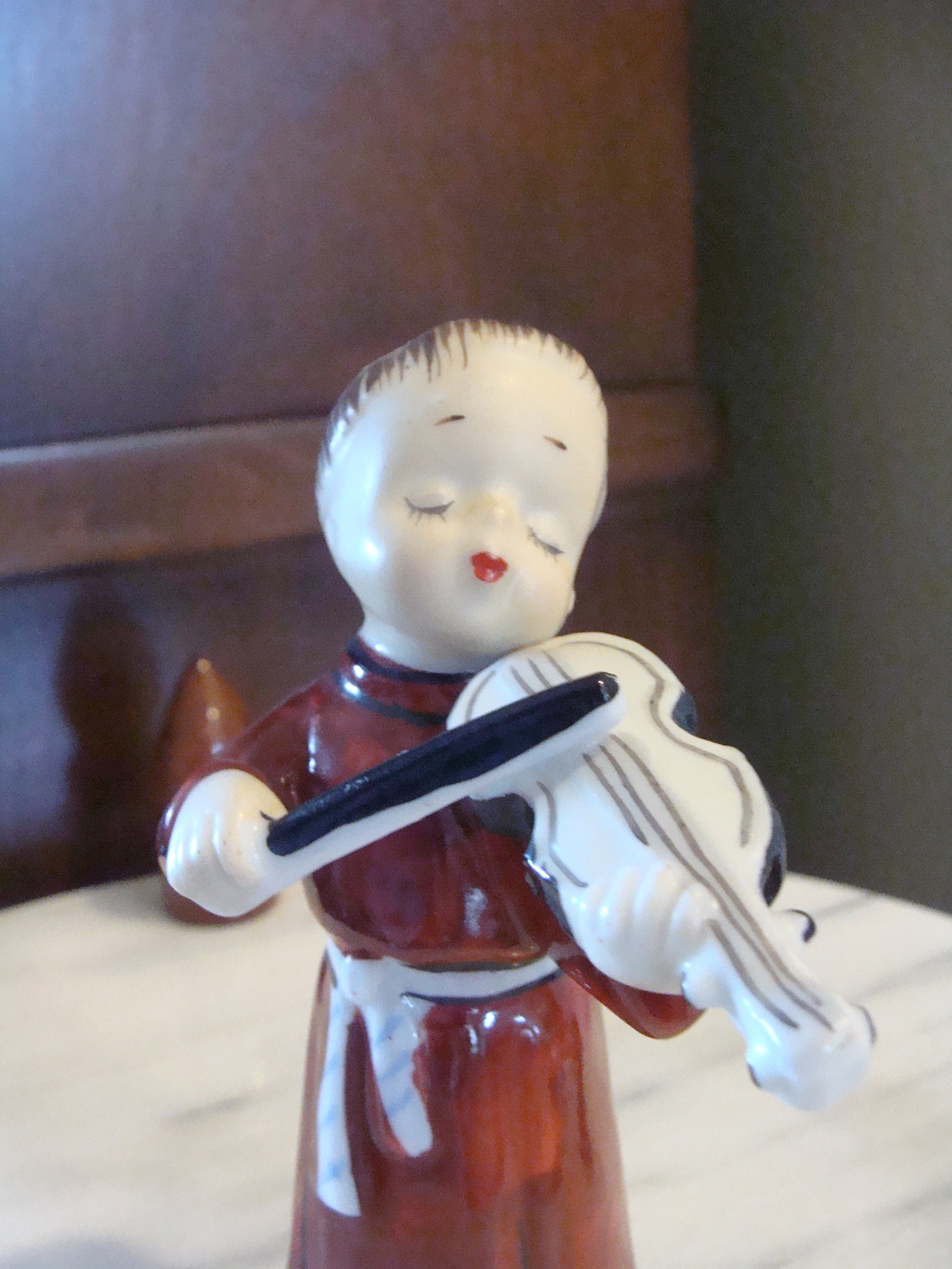 Vintage Hand-painted Porcelain Frier Figurine Playing the Violin-japan ...