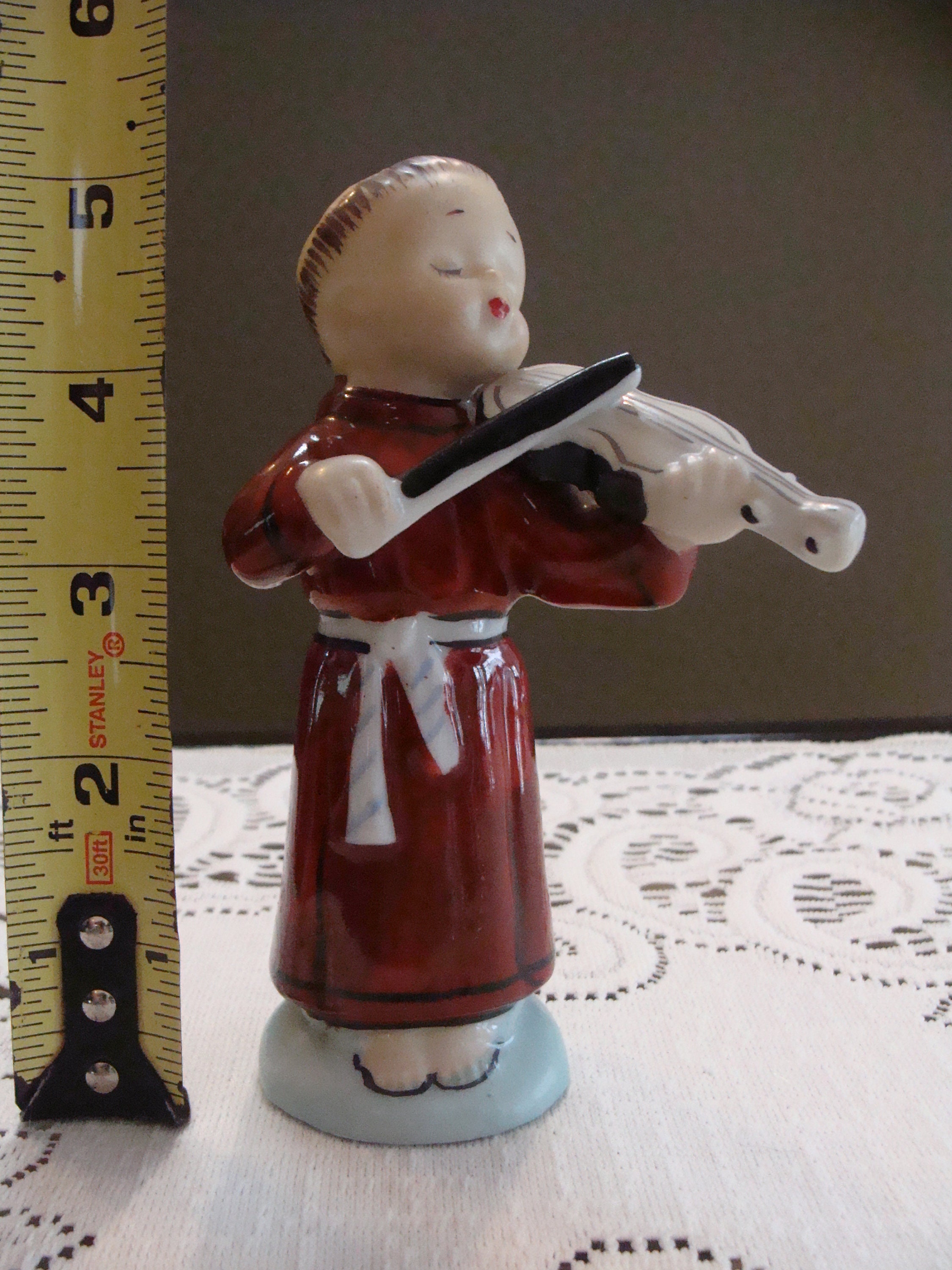 Vintage Hand-painted Porcelain Frier Figurine Playing the Violin-japan ...