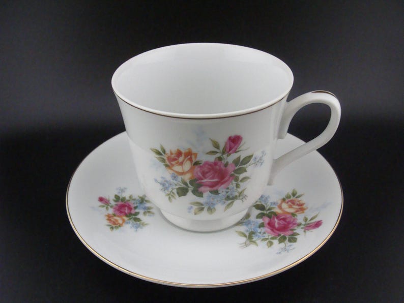 Vintage Floral Tea Set From Japan, Pink and Yellow Roses - Etsy